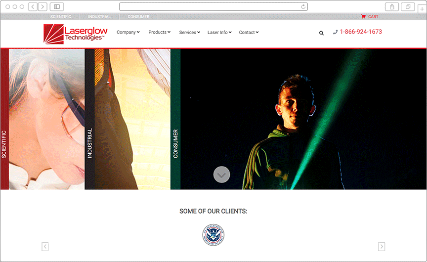 Laserglow is an ecommerce store redeveloped in Magento
